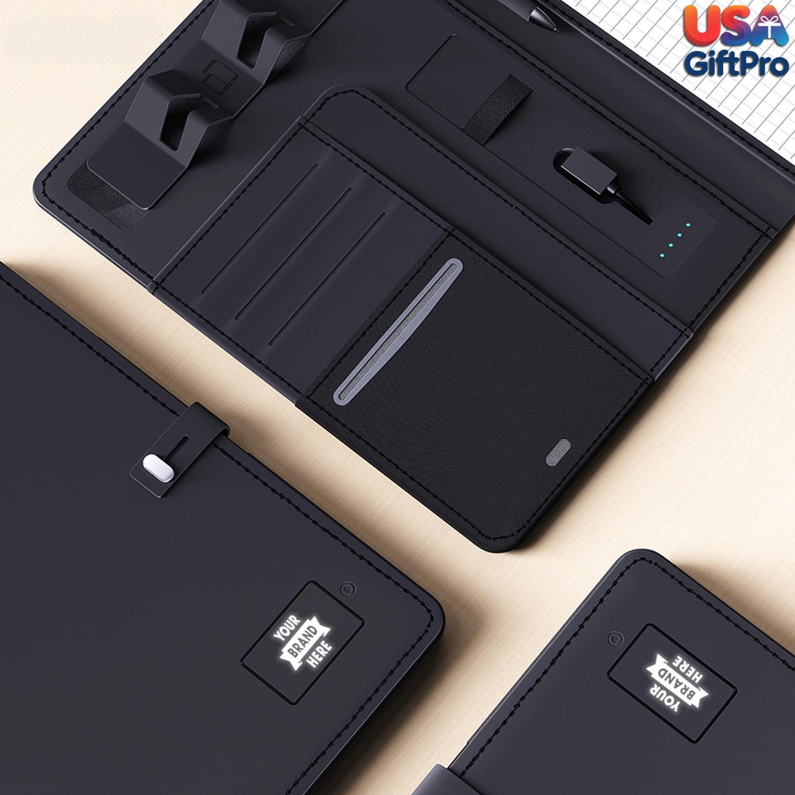 Light-up Portfolio Charger Notebook: Corporate Gift Set With Pen & 3-in ...