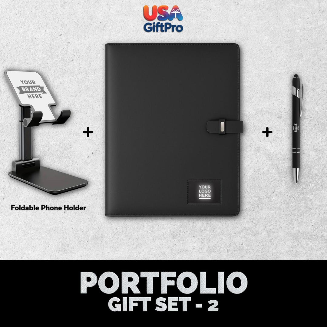 Portfolio Gift Set 2 – Portfolio Notebook, Foldable Phone Holder ...