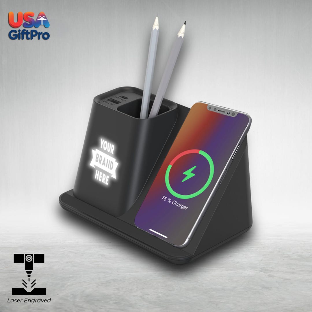 Desk Organizer With 10W Wireless Charger & Dual USB Outputs - Etsy