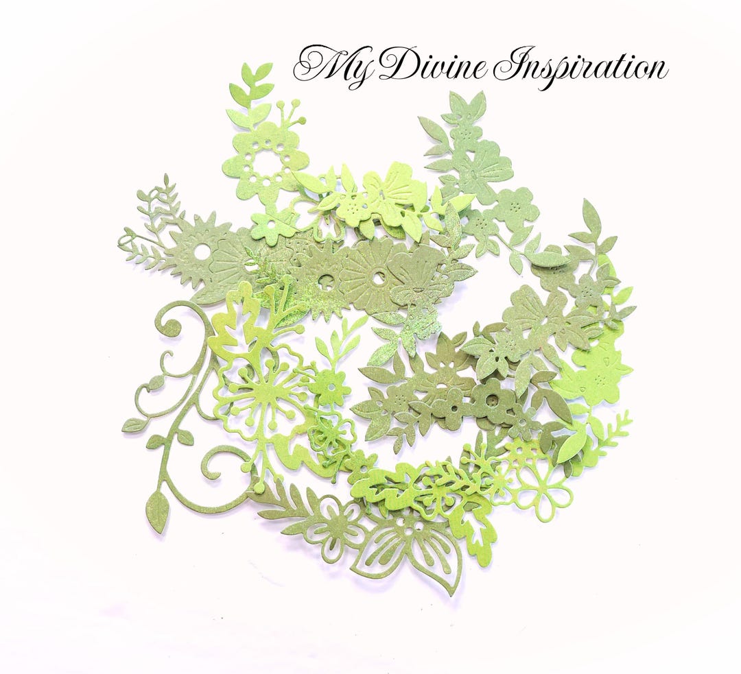 A-5371 Green Leaves Die Cuts / Paper Cut Outs / Green Cardstock Die ...