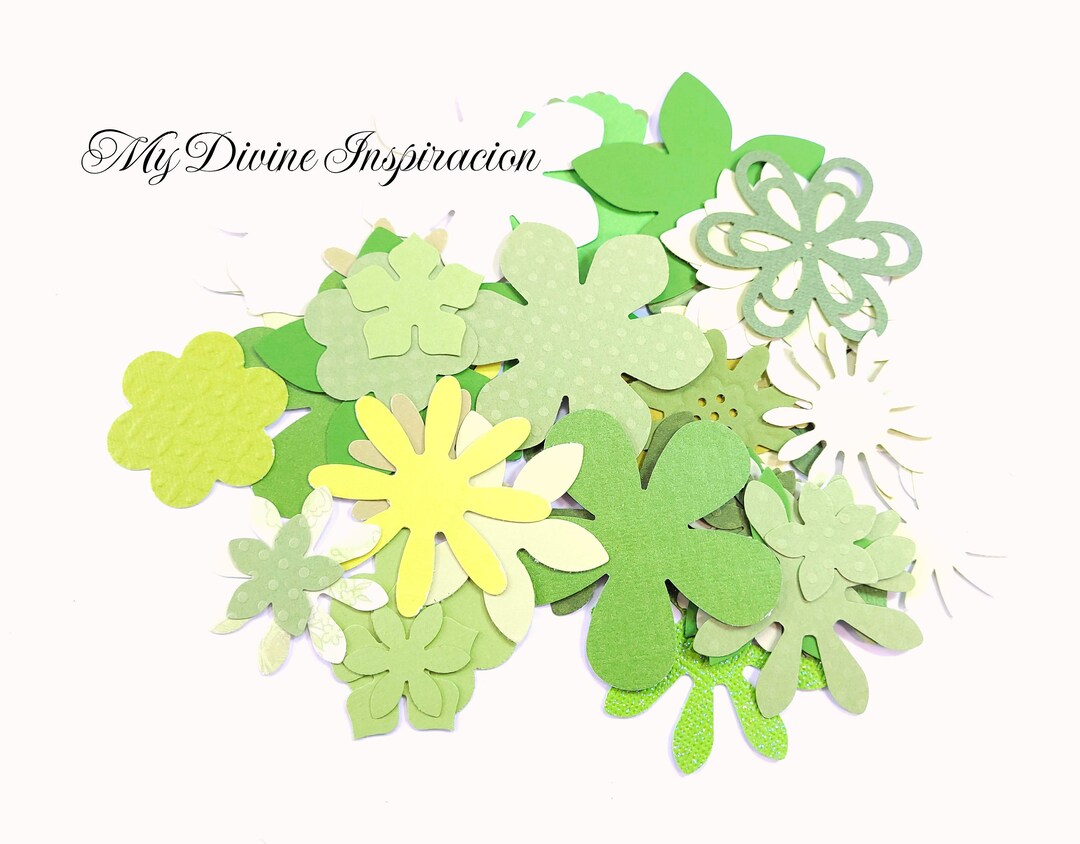 A-4641 Green Flower Die Cuts / Paper Cut Outs / Green Cardstock Die ...