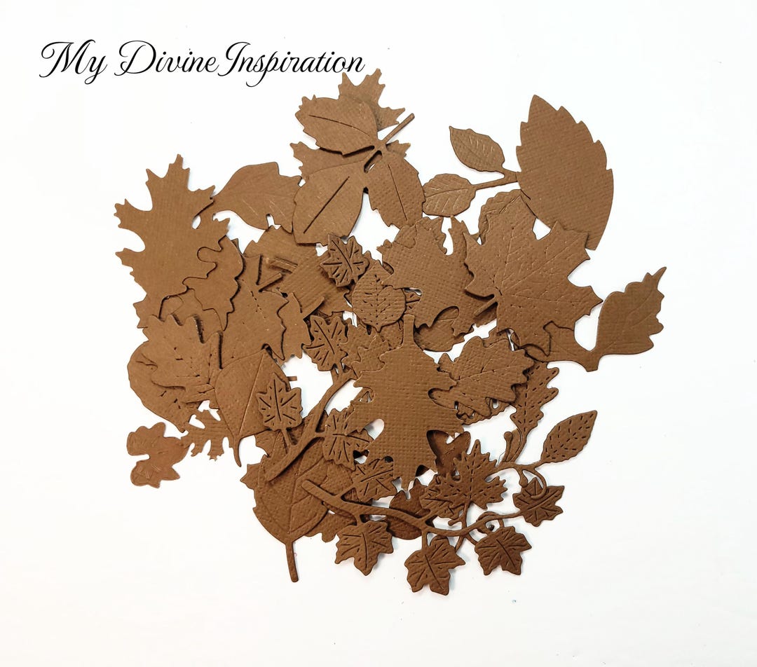A-5349 Brown Leaves Die Cuts / Paper Cut Outs / Green Cardstock Die ...
