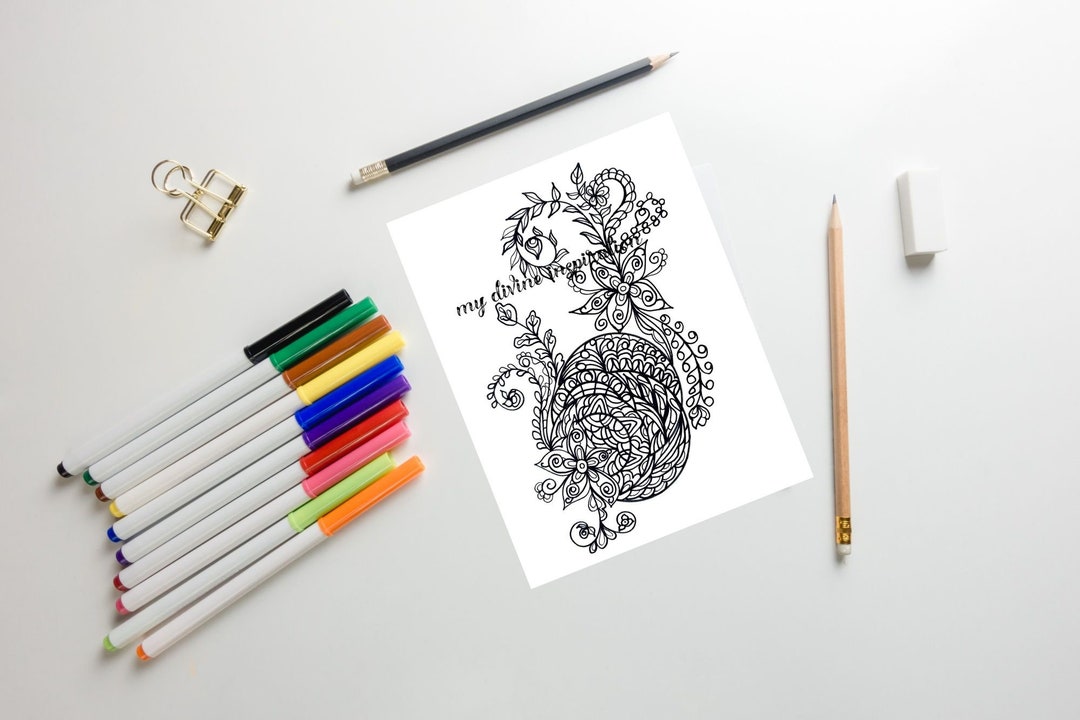 1 Hand-drawn Doodle Coloring Page, Digital Download, Wall Art, Coloring ...
