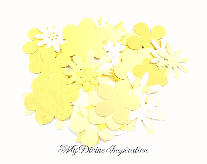 A-4637 Yellow Flower Die Cuts / Paper Cut Outs / Yellow Cardstock Die ...