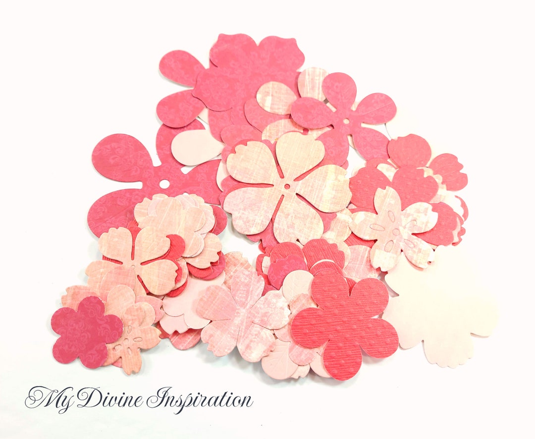 A-4647 Pink Flower Die Cuts / Paper Cut Outs / Hot Pink Cardstock Die ...