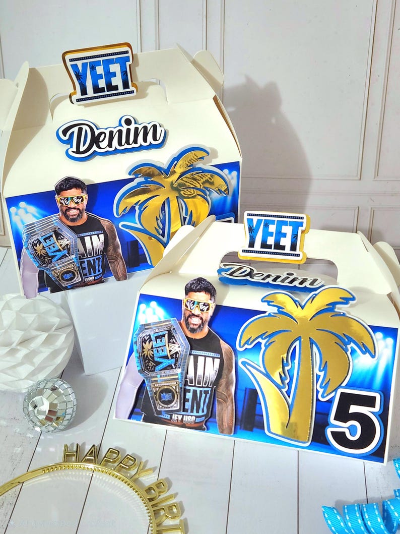 Pack of 6 Custom Wrestling Gable Candy Boxes- Birthday Decor ...