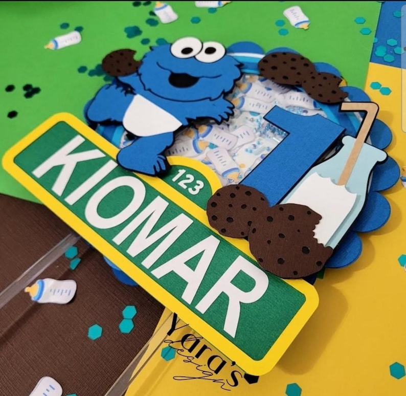 Custom Cookie Monster Cake Topper Shaker – Birthday Party Decor ...