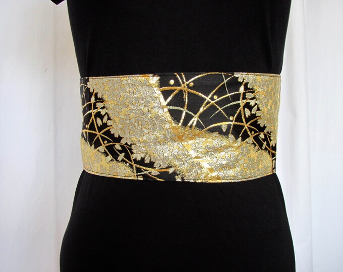 Ceinture obi réversible brocart fleurs de cerisier dorées sur - Etsy France