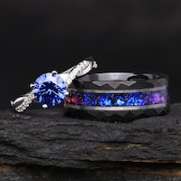 Purple Unicorn Ring With Opal Inlay - Purple Ceramic Band, Multi Lavender Opals, Hypoallergenic ...