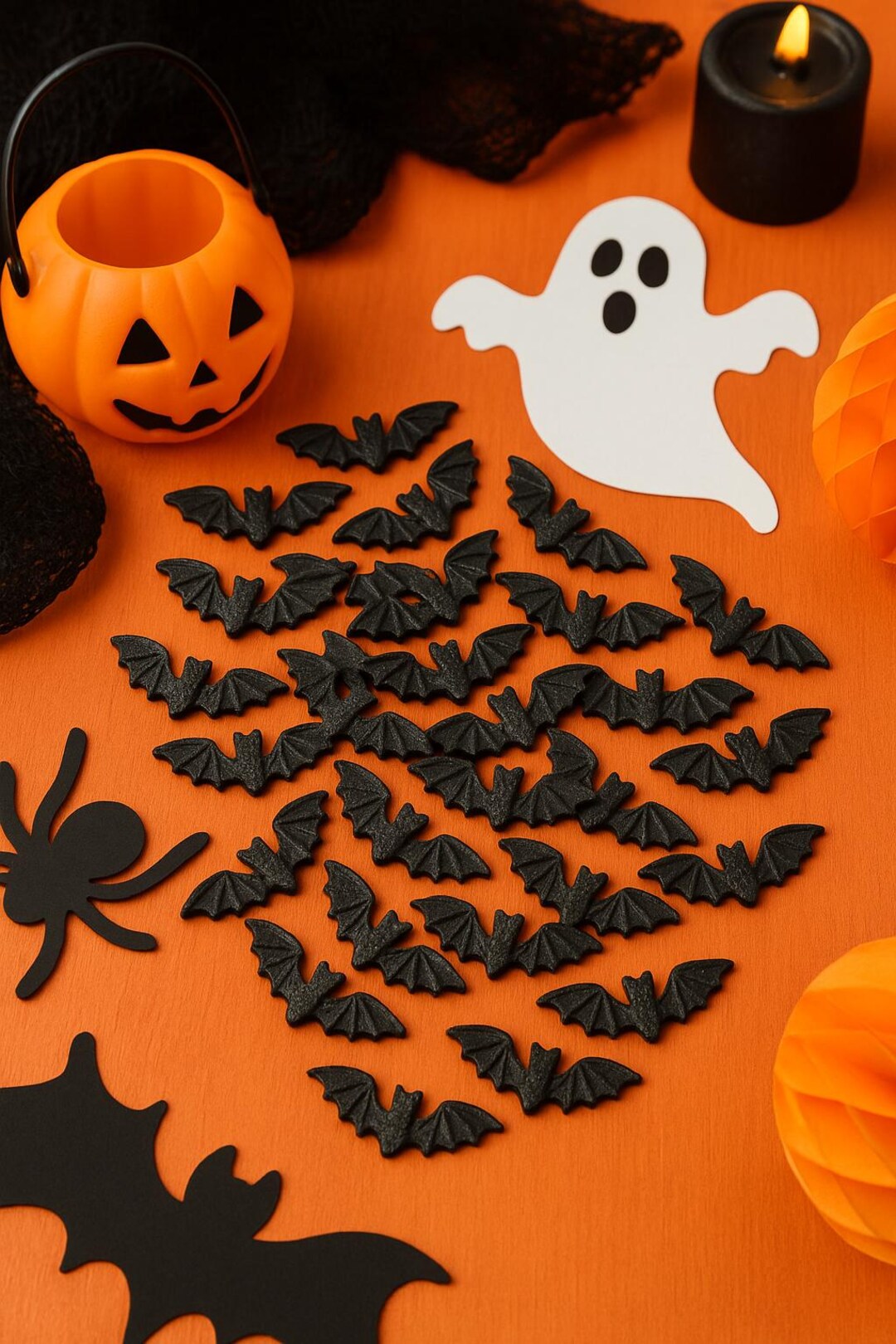 Halloween Bat & Spiders Confetti Mix -black Iridescent Table Scatter ...