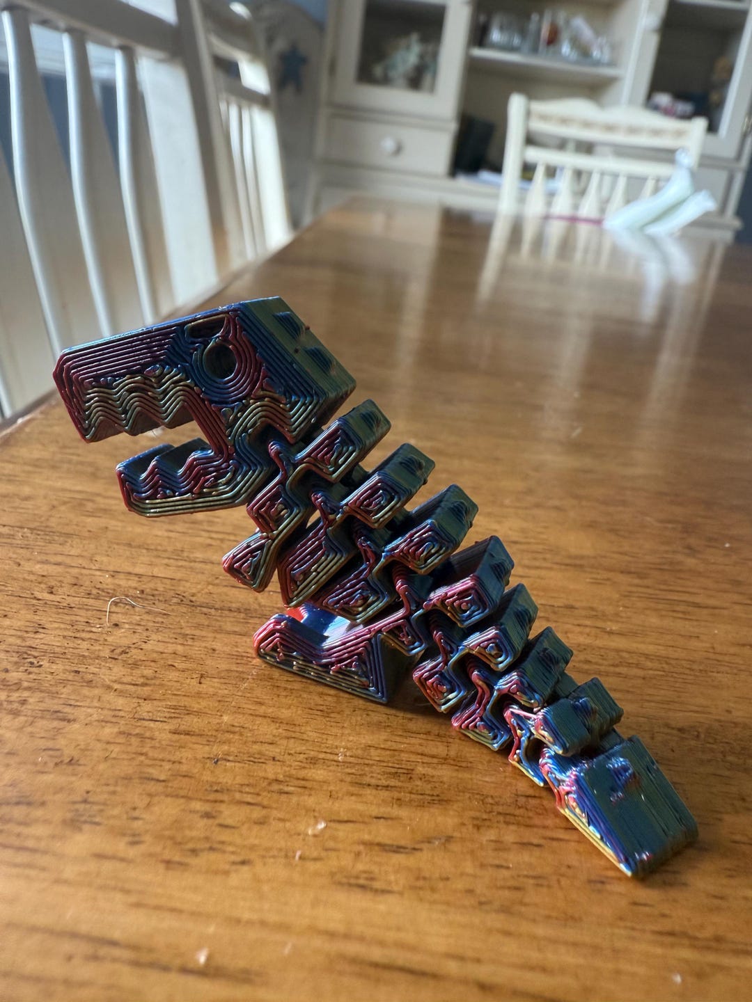 Articulated T-rex Fidget Toy – Rainbow Color-shift PLA Desk Toy ...