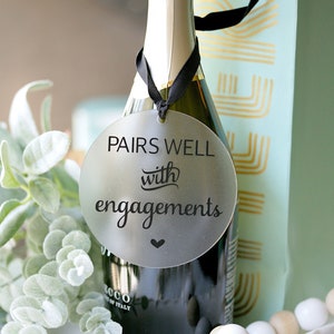 Wine Bottle Tags - Just Engaged - Congratulations Gift - Engagement ...