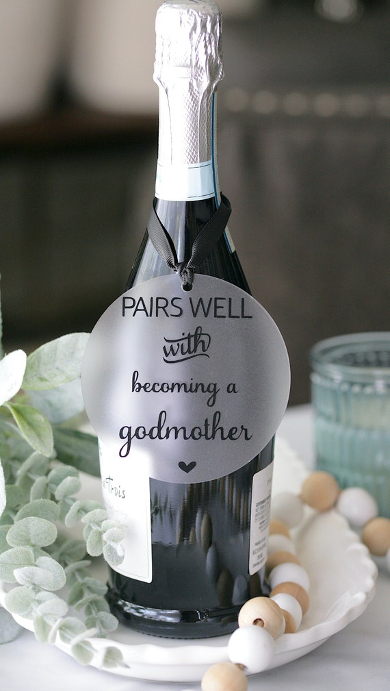 Wine Bottle Tags Acrylic Ornament Godmother Gift Tags - Etsy