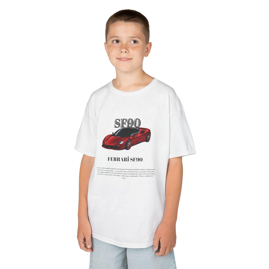 Kids Ferrari SF90 Tee, Children's Car Shirt, Gift for Car Lovers ...