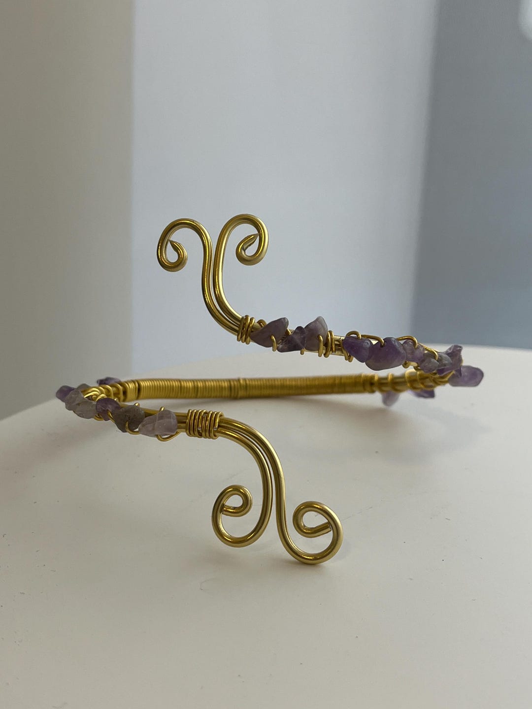 Gold Arm Cuff Wrapped With Amethyst Stones - Etsy