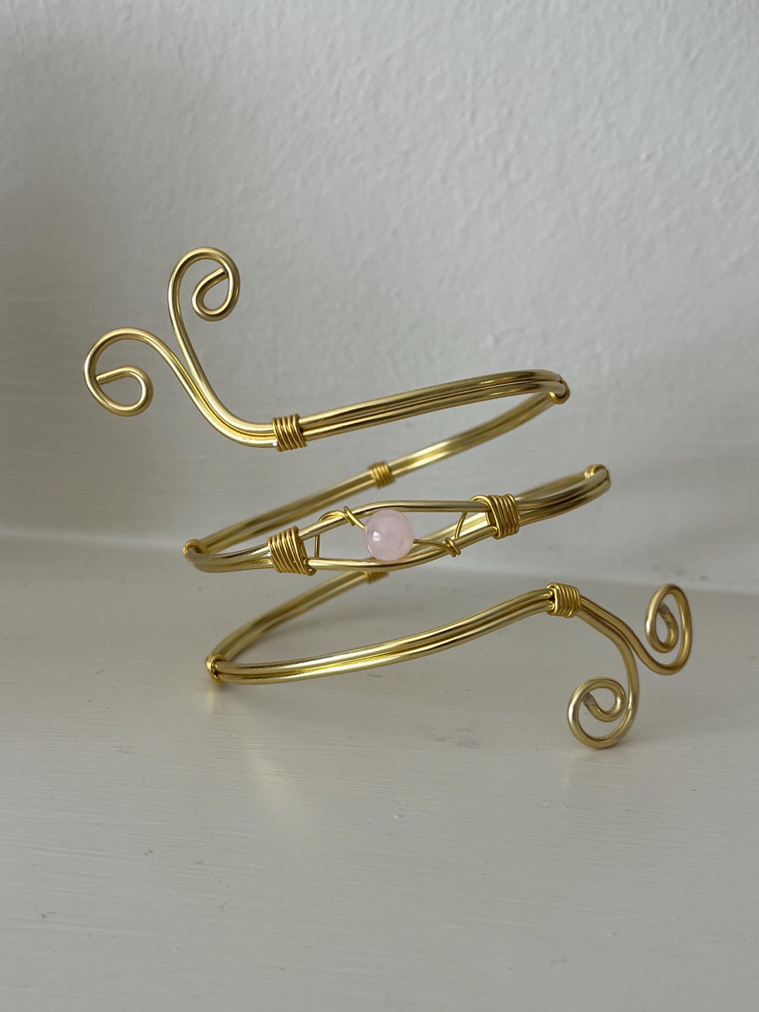 Handmade Arm Cuff Gold With Pink Stone - Etsy