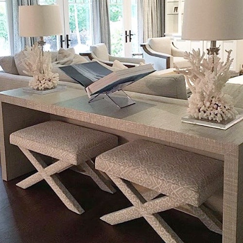 Grasscloth Wrapped Console Table Custom Built to Your - Etsy