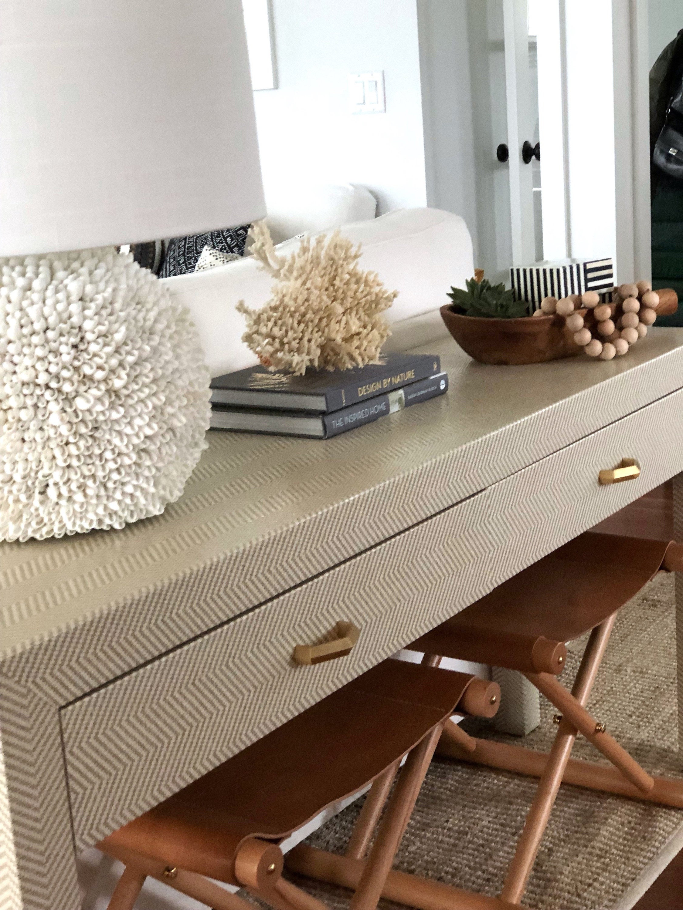 Grasscloth Wrapped Console W/drawers Customizable - Etsy