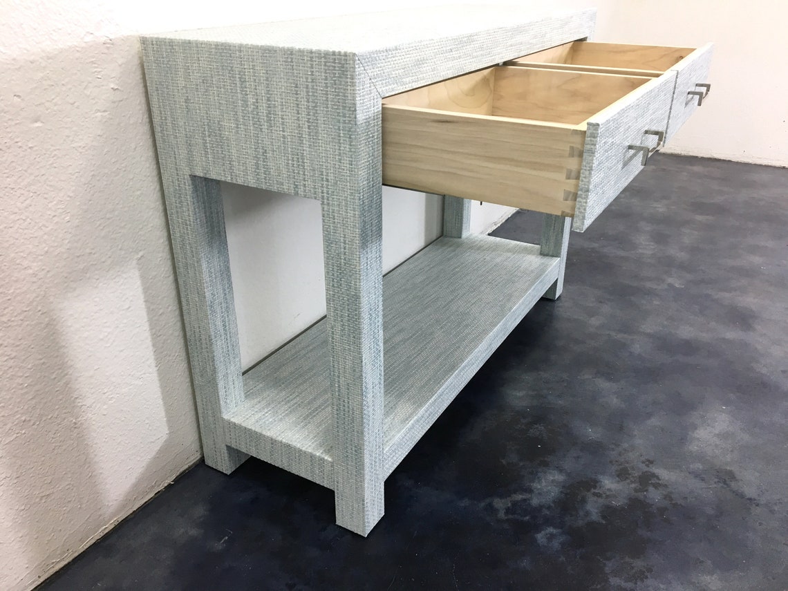 Custom Grasscloth Table W/2 Drawers & Shelf Custom Built COM - Etsy