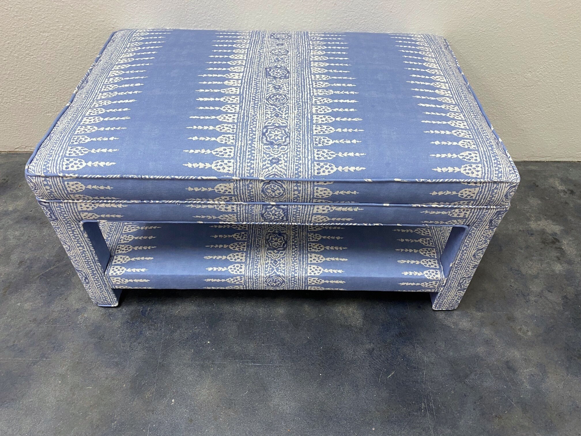 Custom Upholstered Ottoman W/upholstered Shelf - Etsy