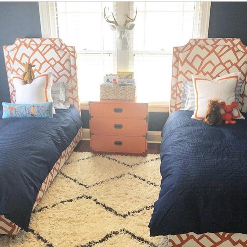 Custom Twin Bed With Inset Piping and Notches | Etsy