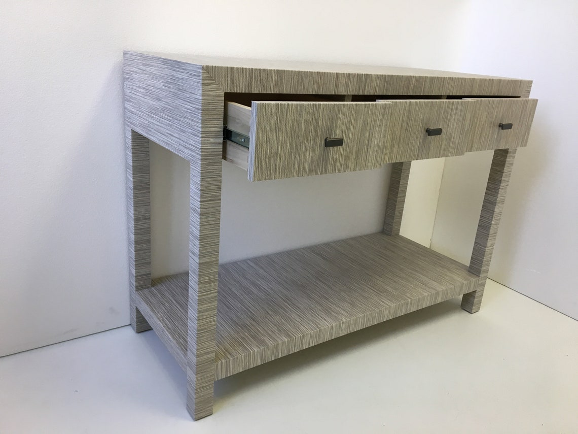 Custom Grasscloth Table W/3 Drawers & Shelf Custom Built - Etsy