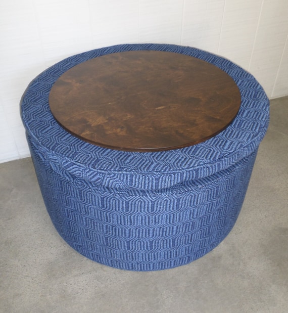 Blue round storage ottoman store