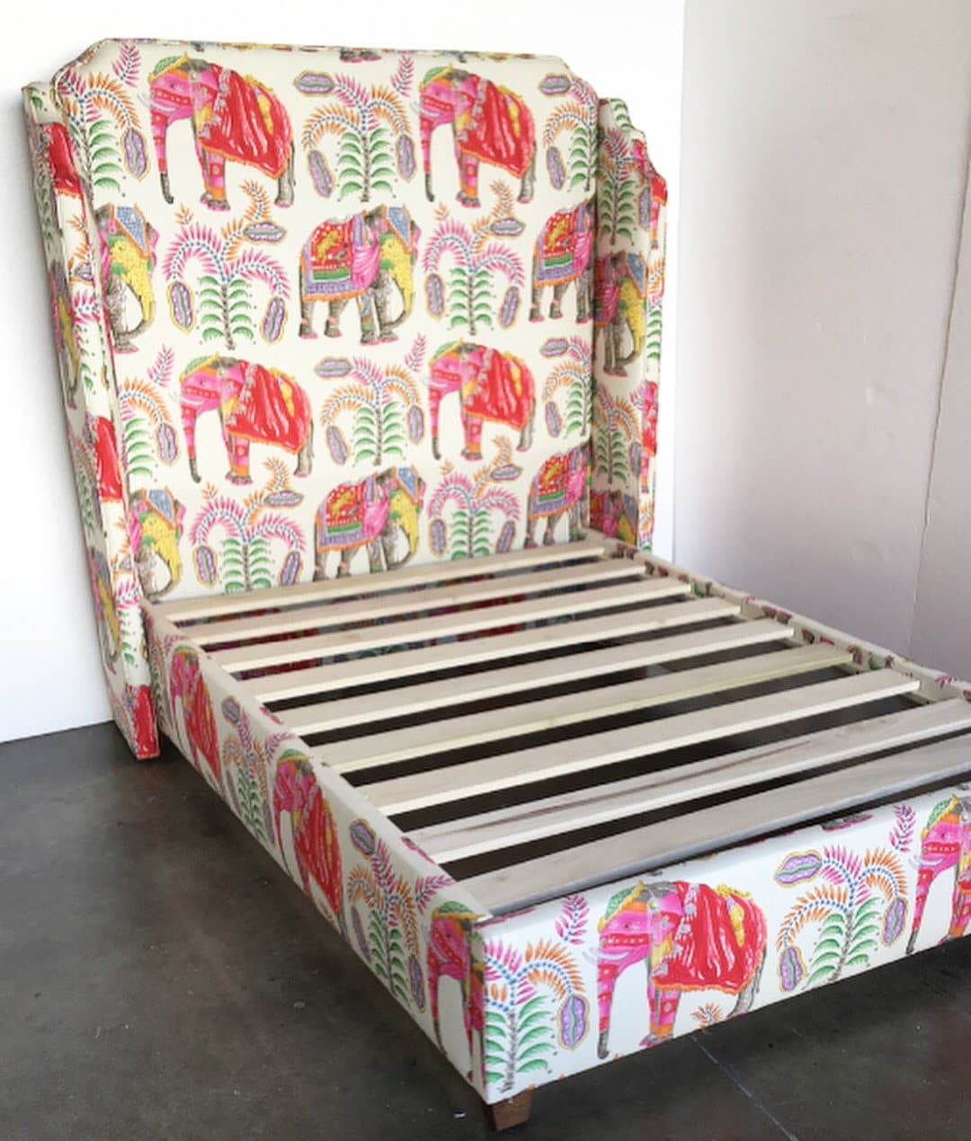 Custom Wing Bed - Upholstered in COM - Etsy