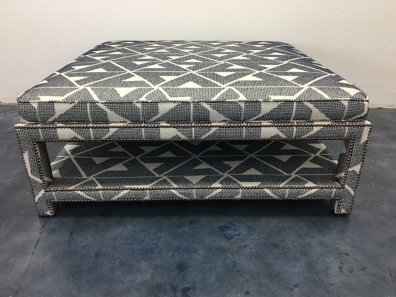 Custom Upholstered Ottoman W/shelf - Etsy