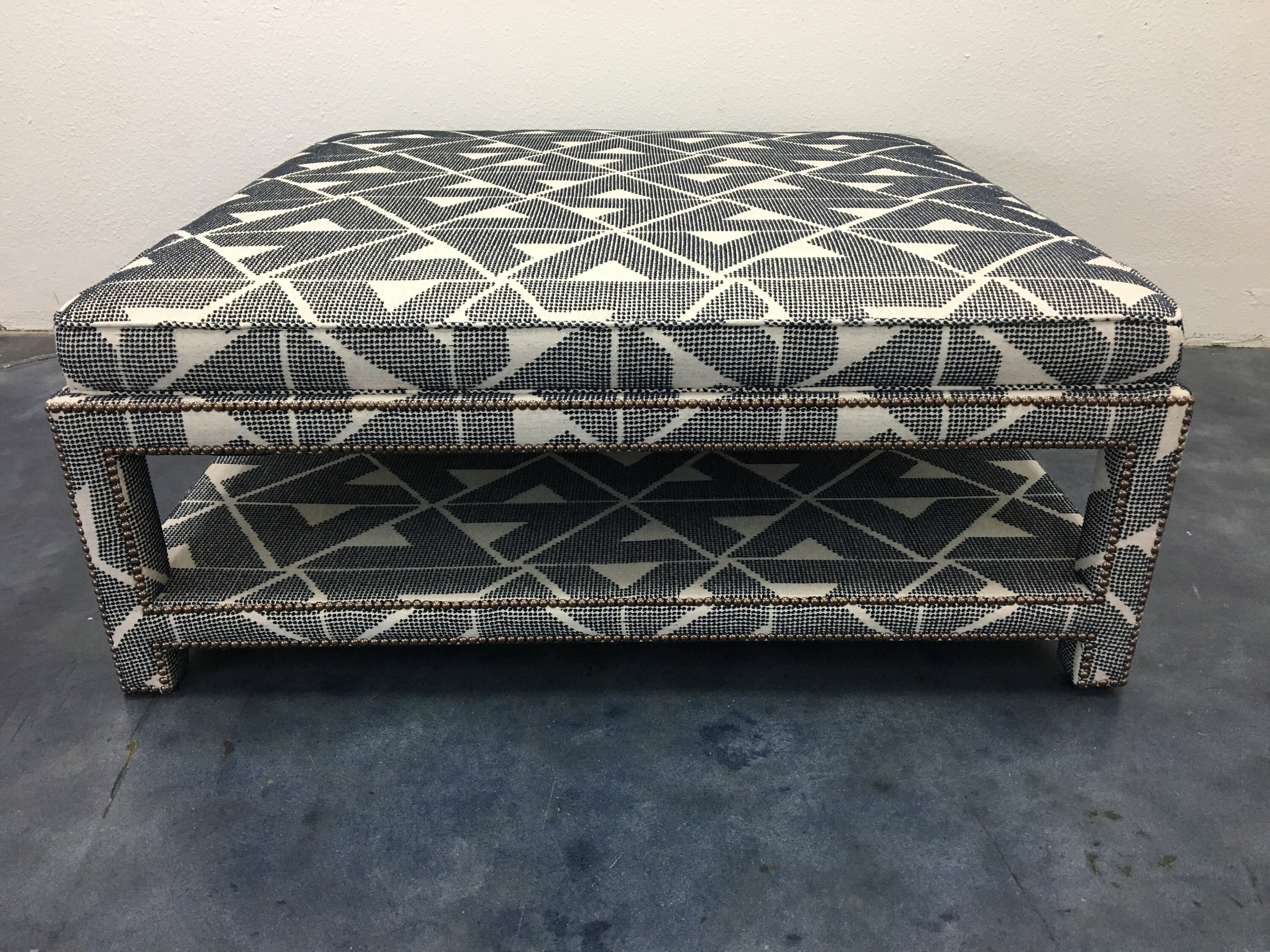 Custom Upholstered Ottoman W/shelf - Etsy