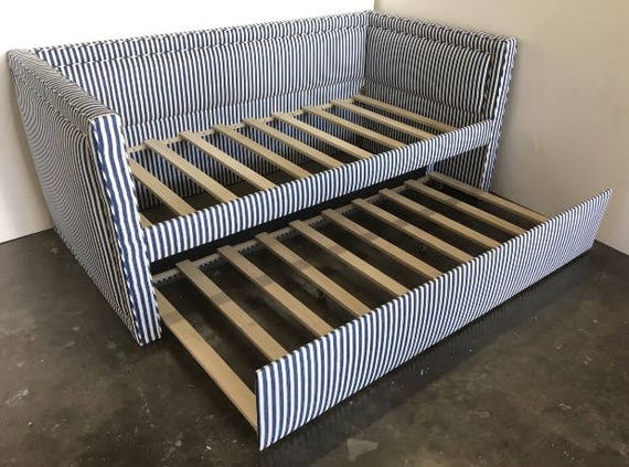 Custom Upholstered Daybed w Piping Detail AND Rolling Trundle Design Your Own Etsy
