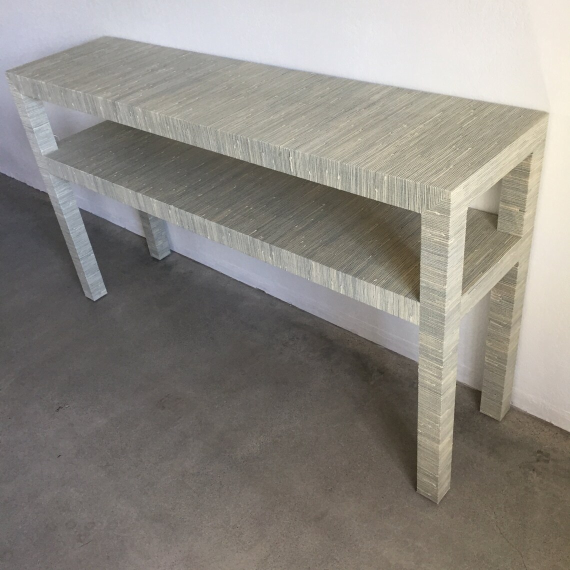 Grasscloth Wrapped Console Table W/shelf Custom Built to - Etsy Australia
