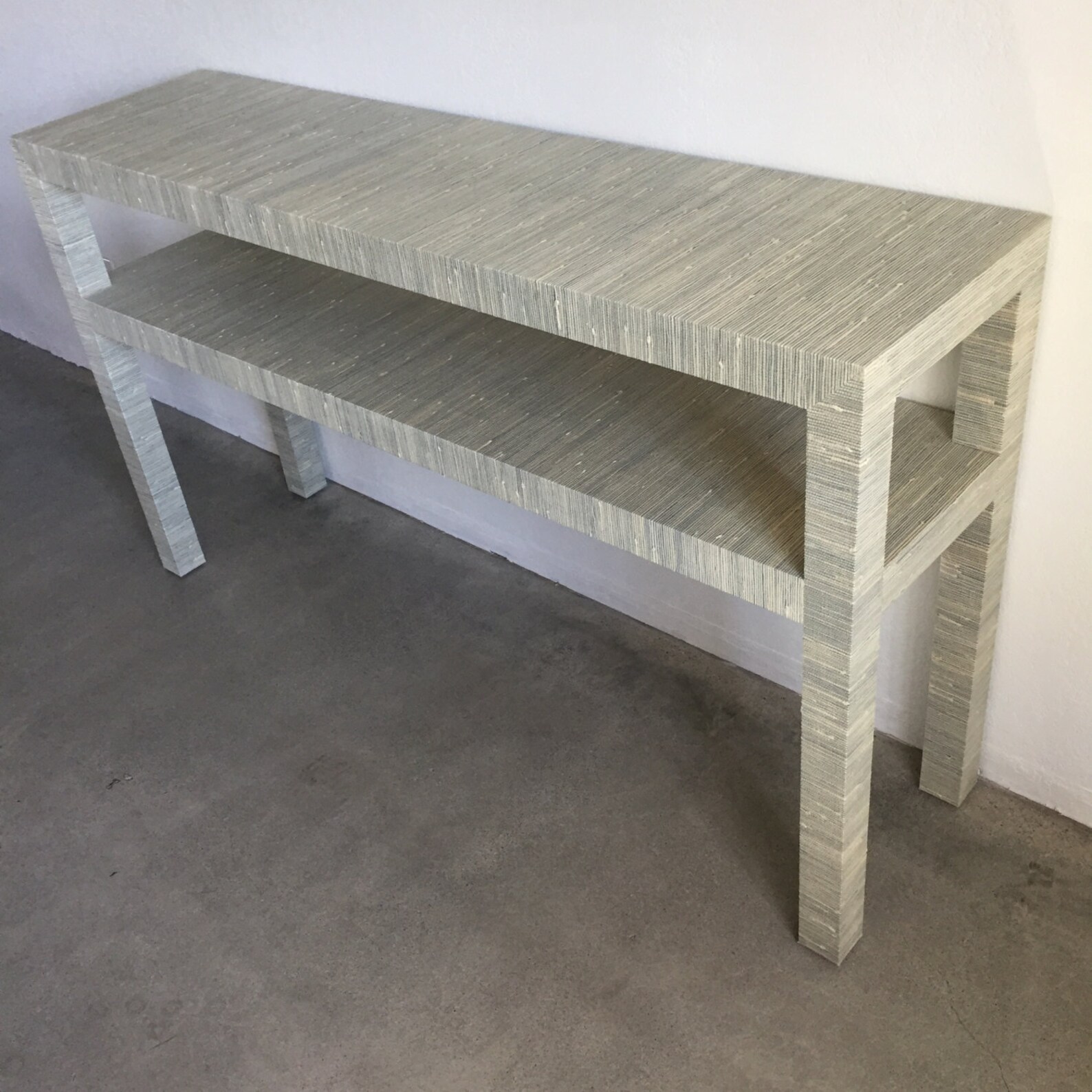 Grasscloth Wrapped Console Table W/shelf Custom Built to - Etsy Australia