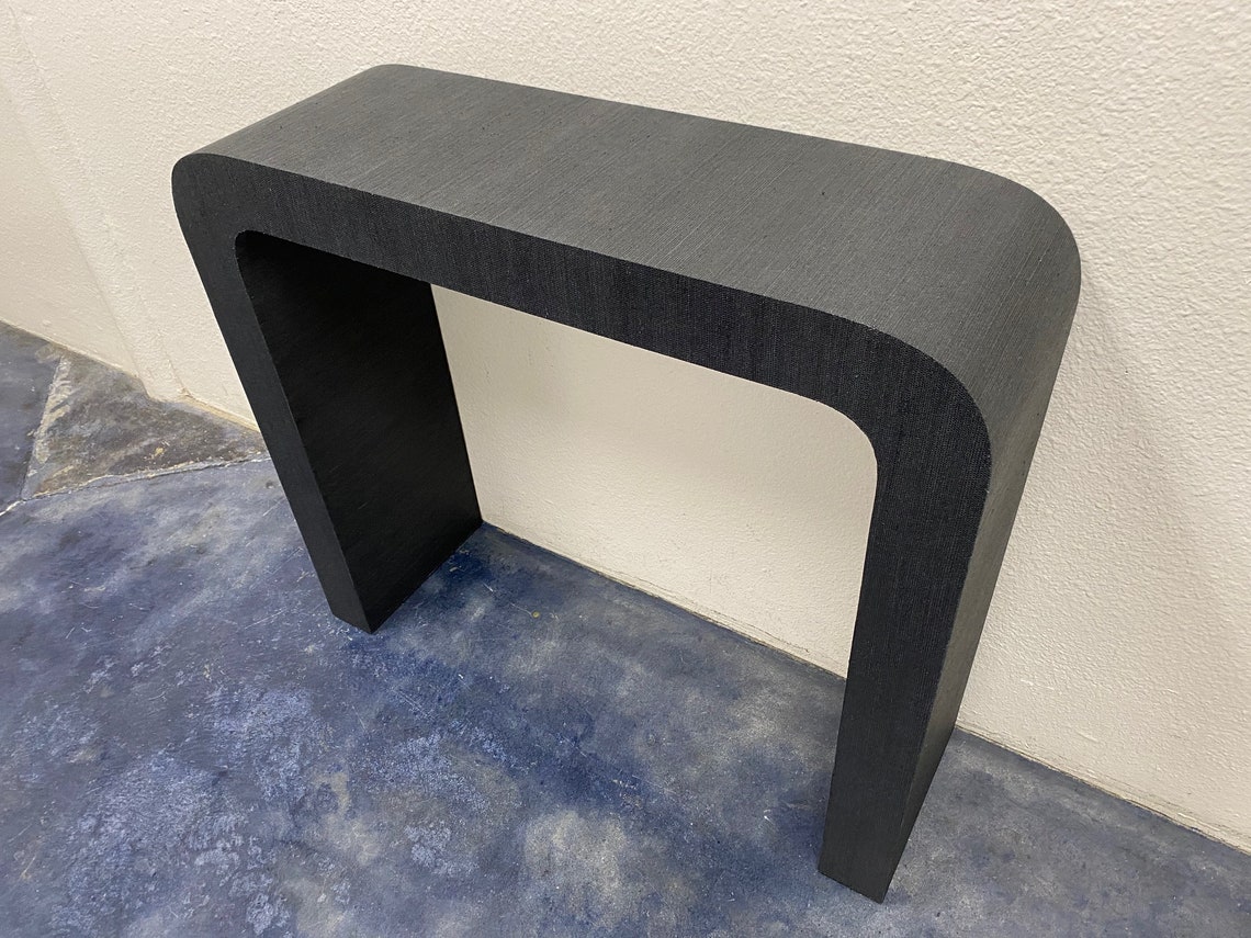 Grasscloth Waterfall Table With Rounded Edge - COM - Etsy