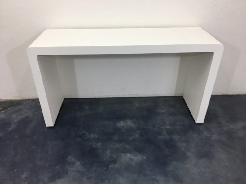 Grasscloth Waterfall Table With Rounded Edge COM - Etsy