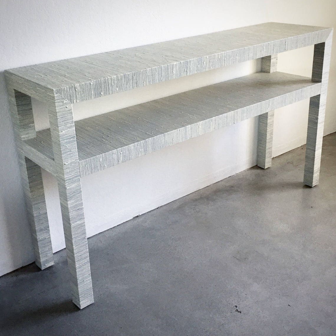 Grasscloth Wrapped Console Table W/shelf - Custom Built to Suit Your ...