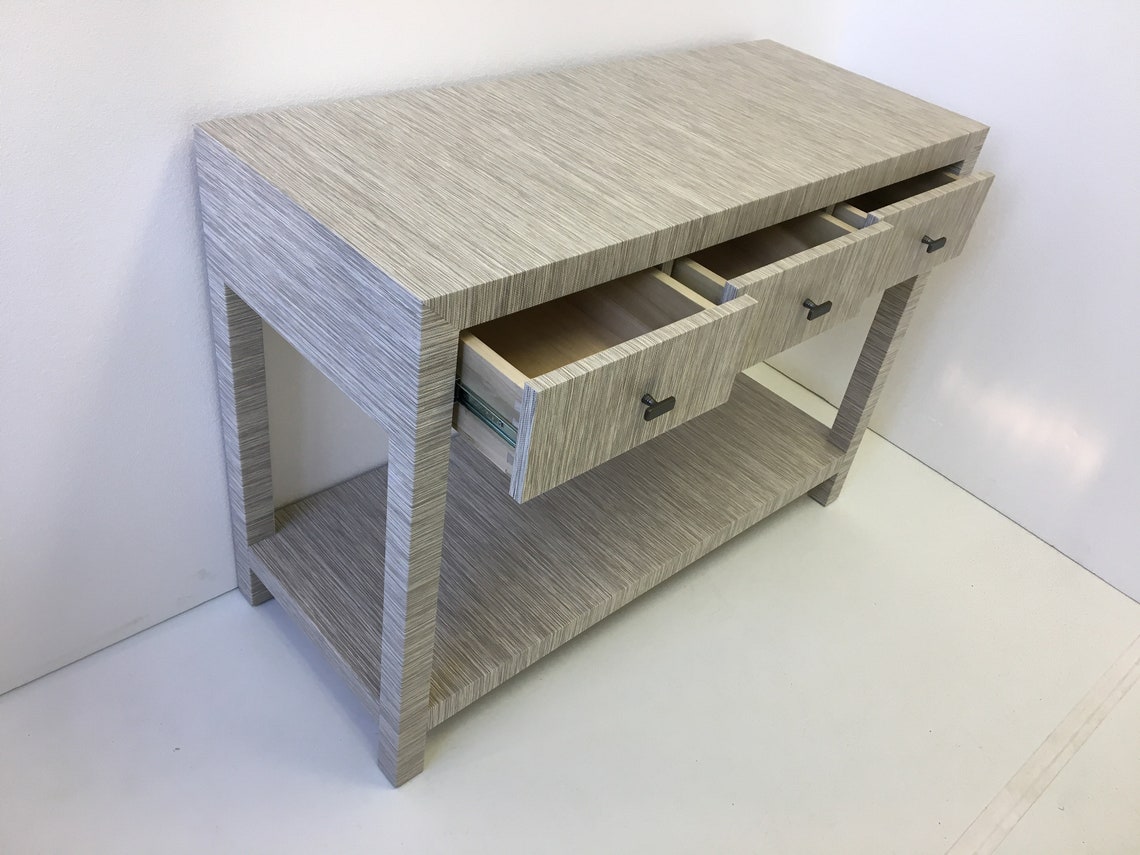 Custom Grasscloth Table W/3 Drawers & Shelf - Custom Built- COM - Etsy
