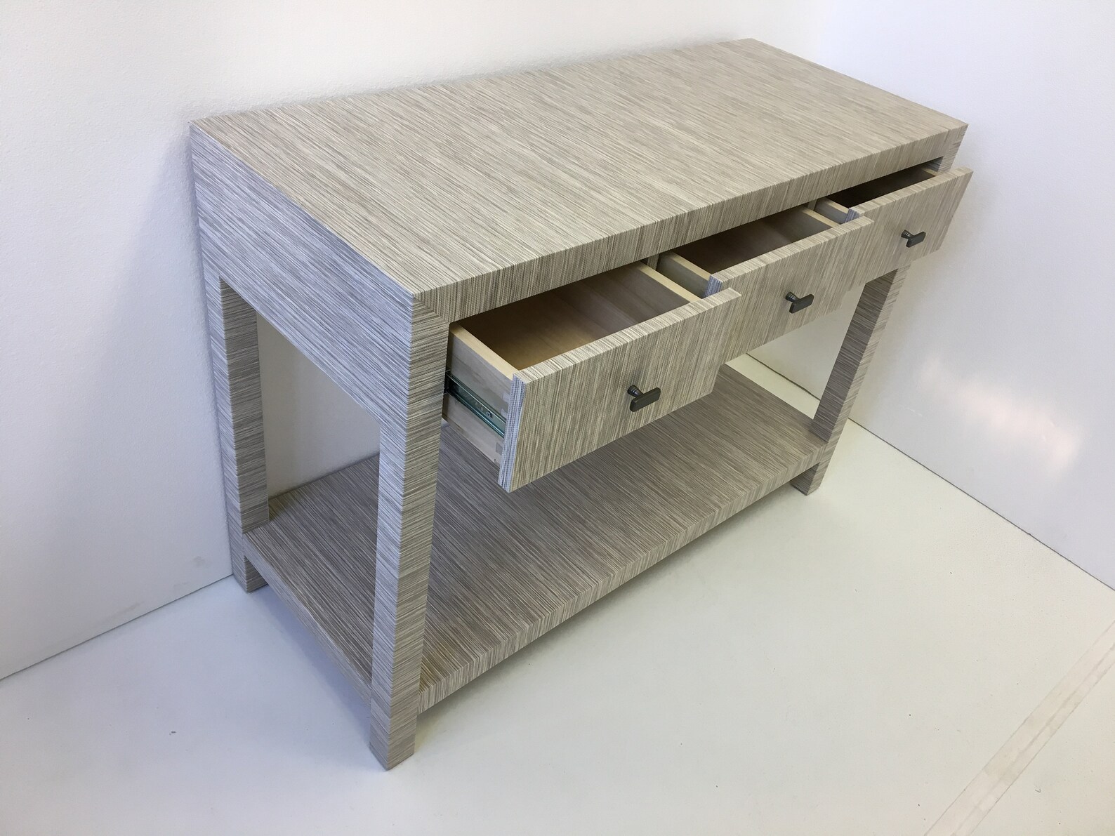 Custom Grasscloth Table W/3 Drawers & Shelf Custom Built | Etsy