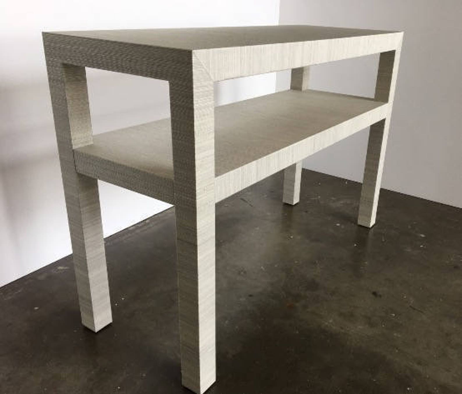 Grasscloth Wrapped Console Table W/shelf Custom Built to | Etsy