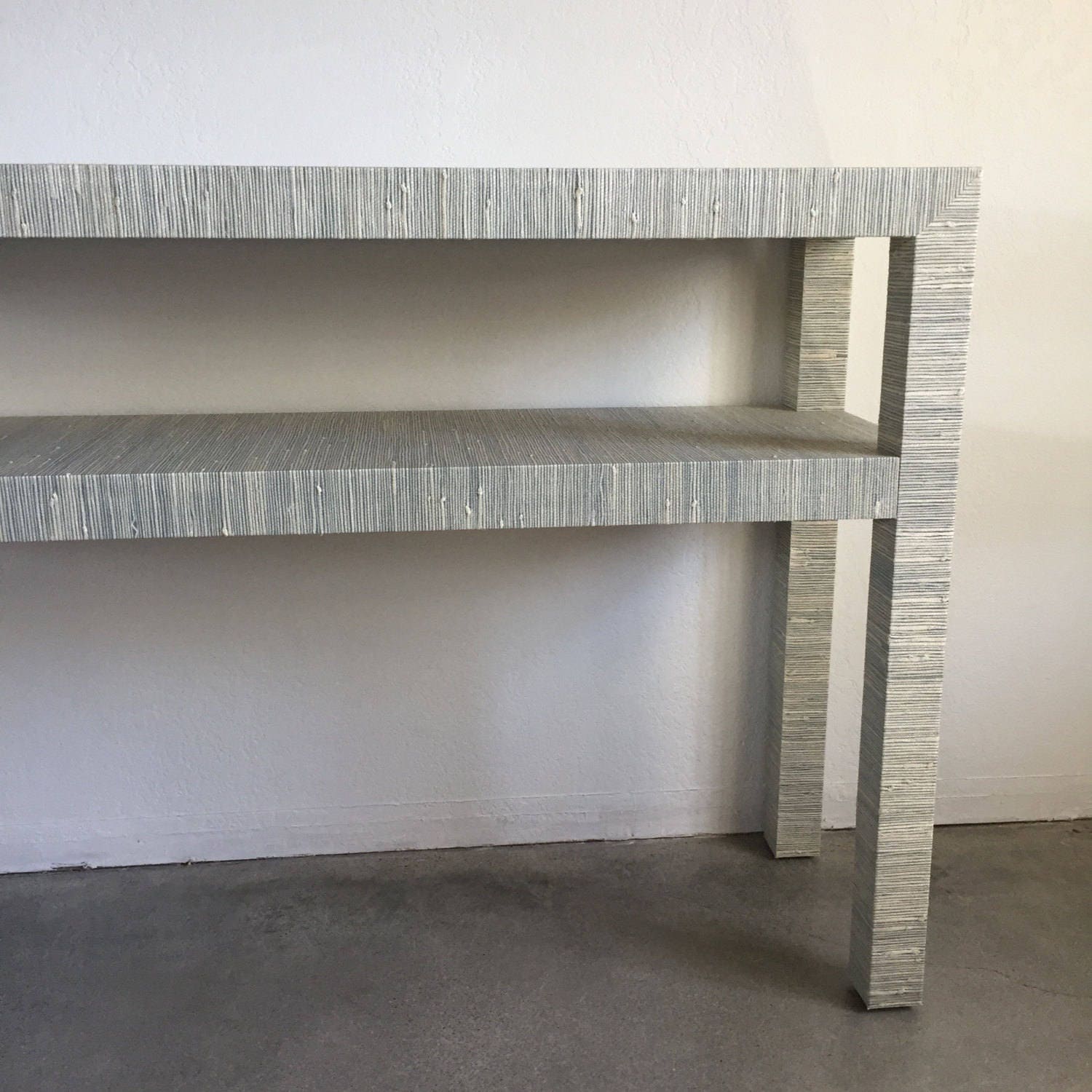 Grasscloth Wrapped Console Table W/shelf - Custom Built to Suit Your ...