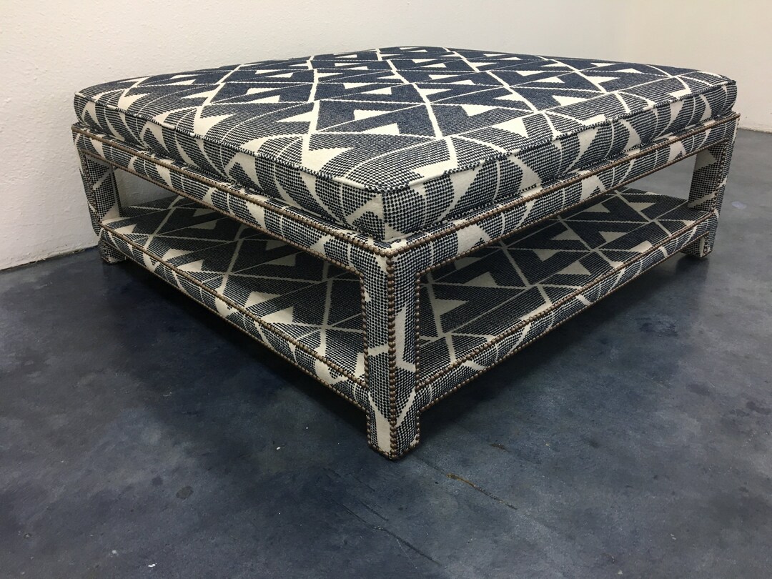 Custom Upholstered Ottoman W/shelf - Etsy