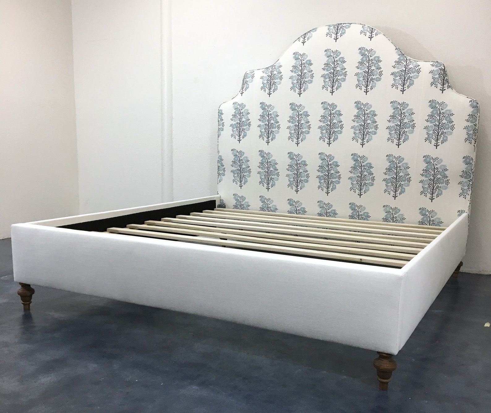 Custom Upholstered KING Bed W/curved Headboard COM - Etsy