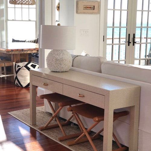 Grasscloth Wrapped Console Table W/shelf Custom Built to - Etsy