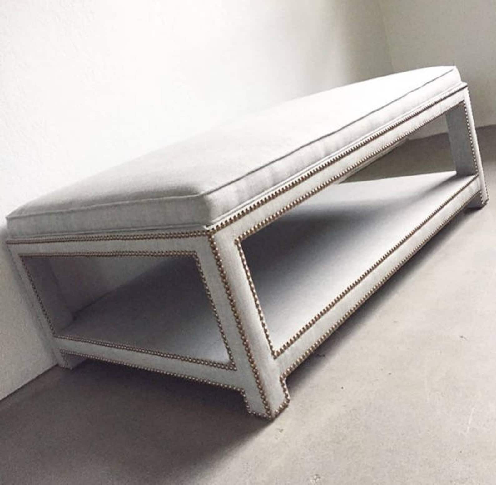 Custom Upholstered Ottoman W/shelf - Etsy