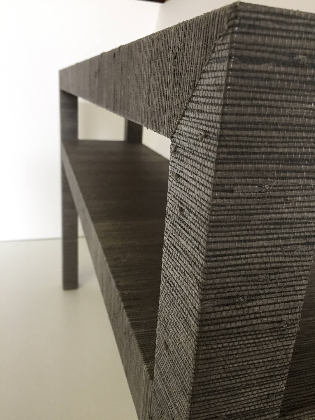 Grasscloth Wrapped Console Table W/shelf Custom Built to Suit Your ...