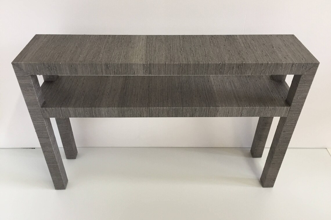 Grasscloth Wrapped Console Table W/shelf Custom Built to Suit Your ...