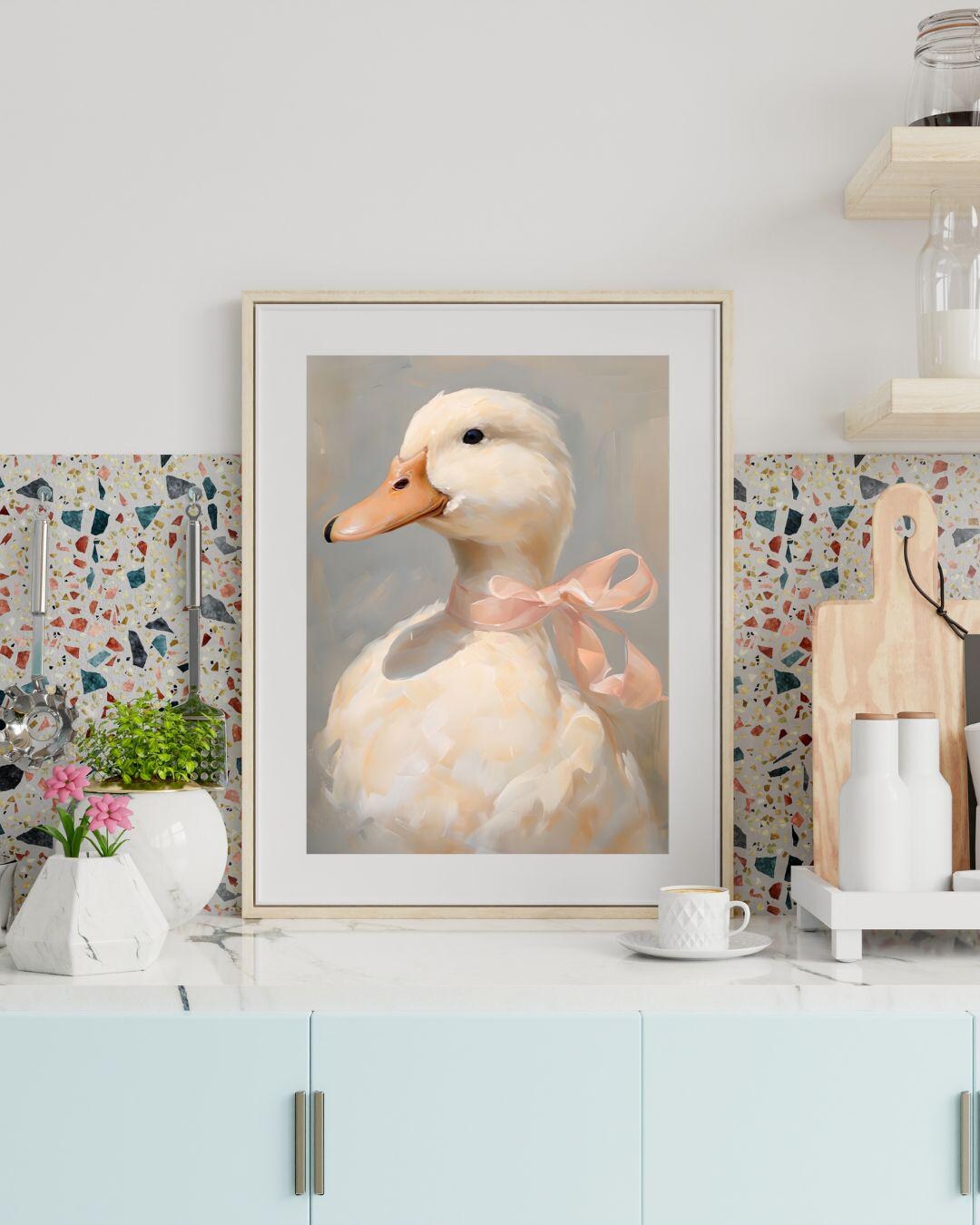 Cute Duck Wall Art – Pastel Ribbon Duck Printable Poster, Digital ...