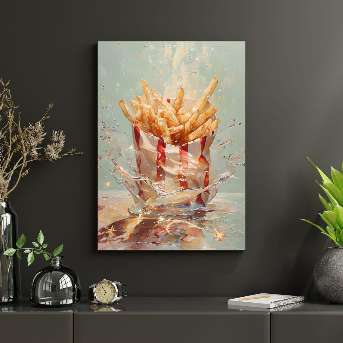 French Fries Art Print, Retro Pastel Wall Decor, Playful Fast Food ...