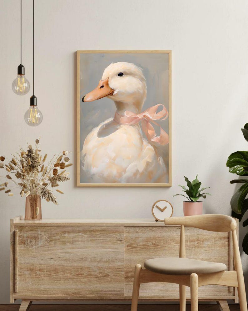 Cute Duck Wall Art – Pastel Ribbon Duck Printable Poster, Digital ...