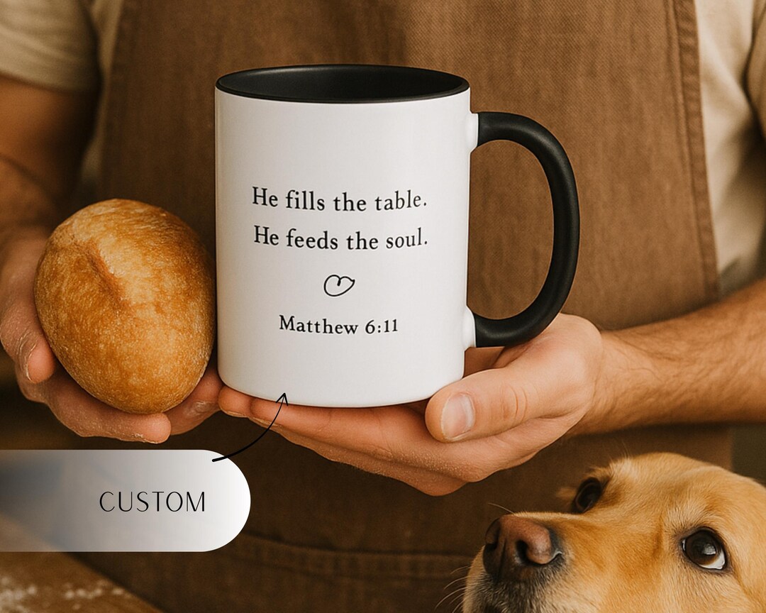 Christian Mug “he Fills the Table” Bible Verse Coffee Cup Minimalist ...